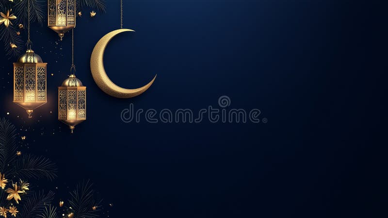 Modern Gold Minimalist Eid Blue Background, Lebaran, Ramadan Stock ...