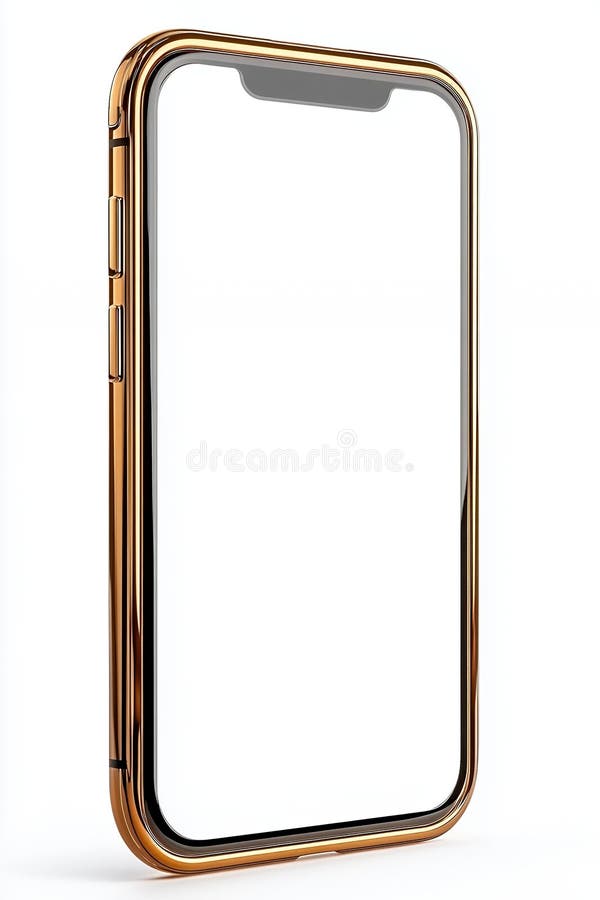 Modern Gold Smartphone Rendered on White Background Stock Illustration ...