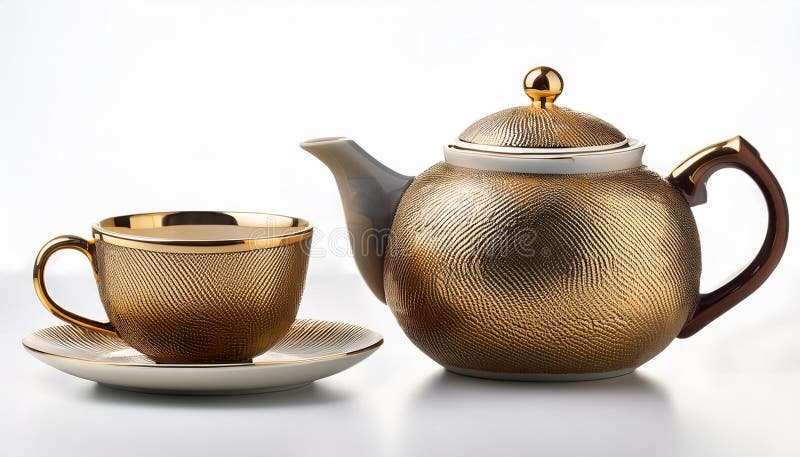 Modern Gold Tea Set stock illustration. Illustration of service - 336081134