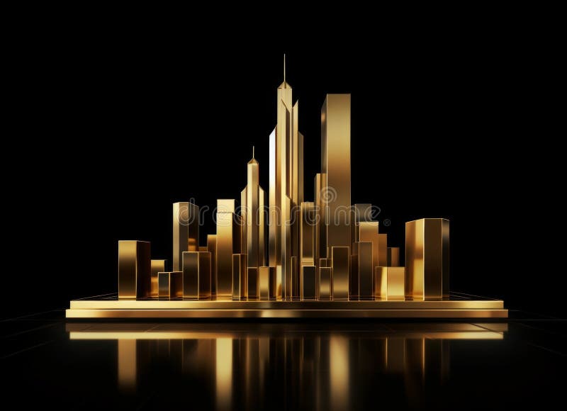 Modern Golden Architecture Design Concept. Generative Ai Stock ...