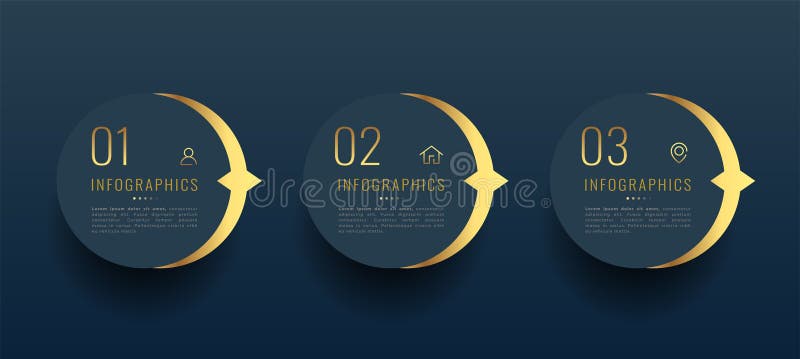 Modern Golden Infographic Banner with 3 Step Business Plan Stock ...