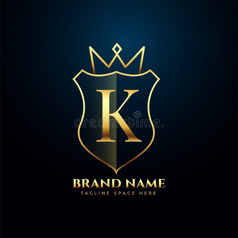 Modern Golden Initial Letter K Logo Background with Crown Design Stock ...