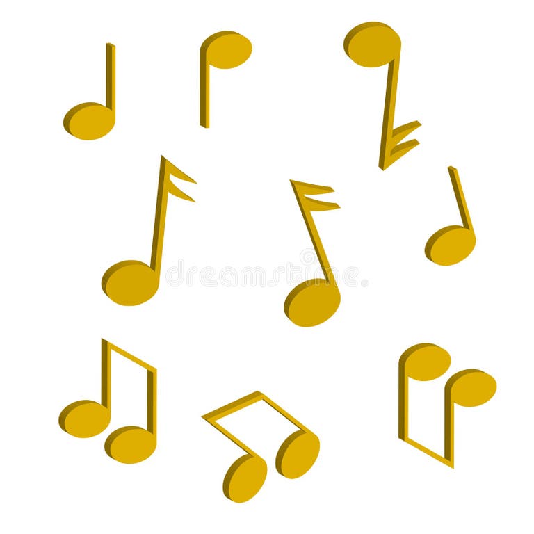 Modern Golden Notes Set. Music 3d Icon Set. Vector Illustration Stock ...