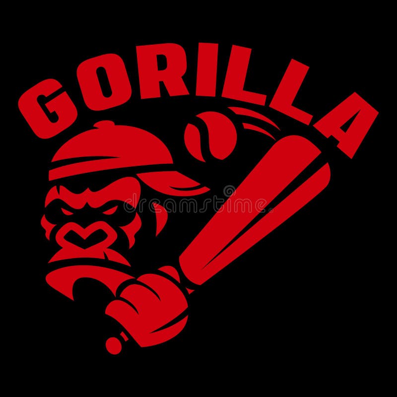 Modern Gorilla Baseball Player Logo. Vector Illustration Stock Vector - Illustration of emblem ...