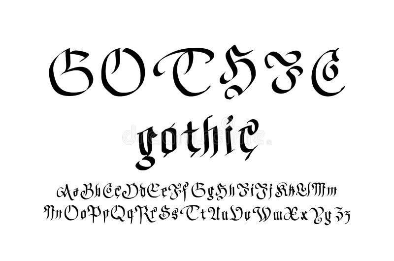 Modern Gothic Style Font. Gothic Letters Vector Stock Vector - Illustration of label, paper ...