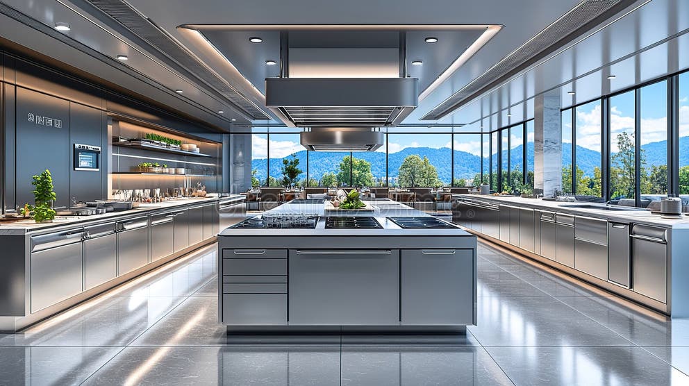 Modern Gourmet Kitchen, Spacious Interior, Panoramic Mountain Views ...