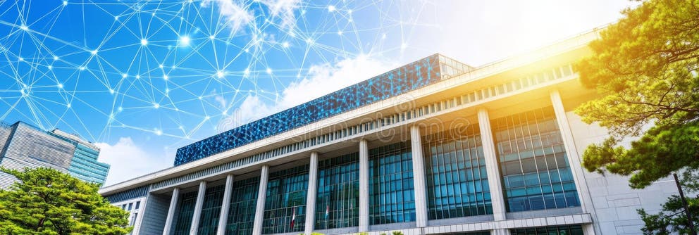 Modern Government Building in Digital Network, Concept of E-government ...