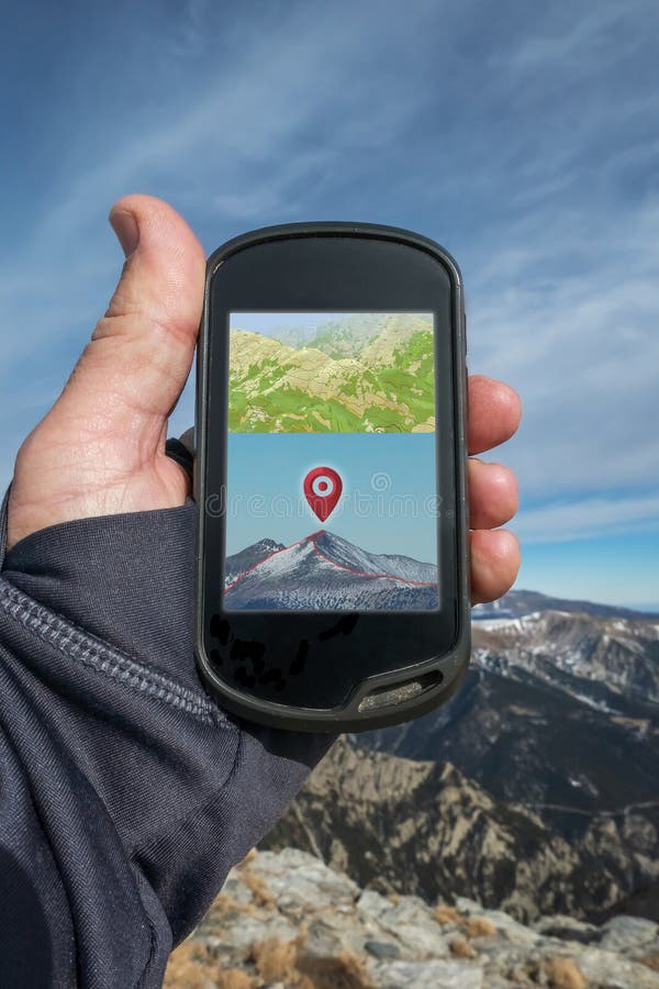Modern GPS Navigation Device in the Mountains Stock Image - Image of ...