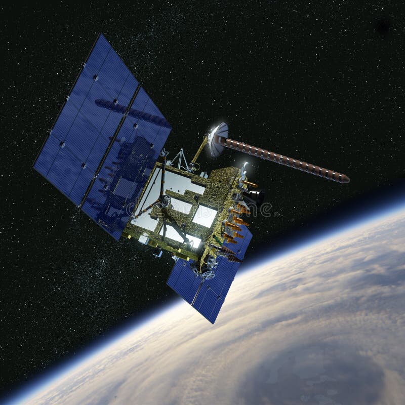 Modern GPS satellite stock illustration. Illustration of cellular ...