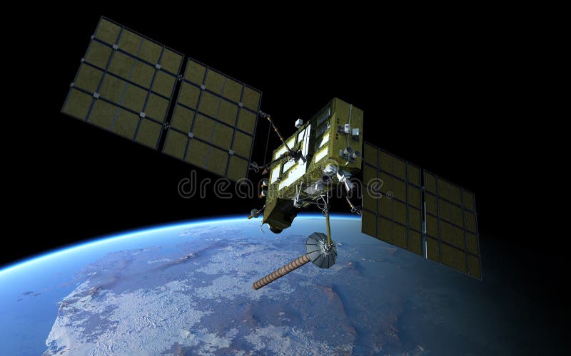 Modern GPS satellite stock illustration. Illustration of cellular ...