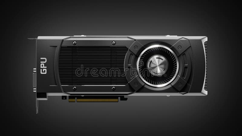 Modern GPU Gaming Graphic Card on Dark Background 3d Stock Illustration ...