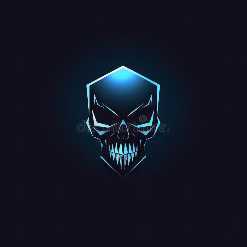 Modern Gradient Blue Skull Logo on Dark Blue Background Generative AI ...