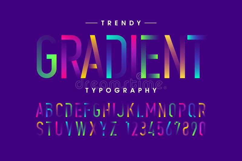 Font. Typographic Alphabet With Vibrant Gradient. Modern Futuristic ...