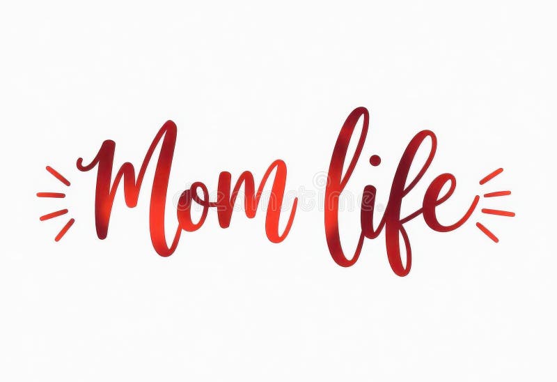 Modern Gradient Lettering Design Featuring "Mom Life" Text in Red Ombre ...