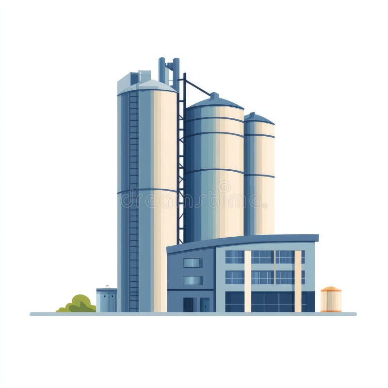 Modern Grain Silo Complex: Industrial Storage and Processing Facility ...