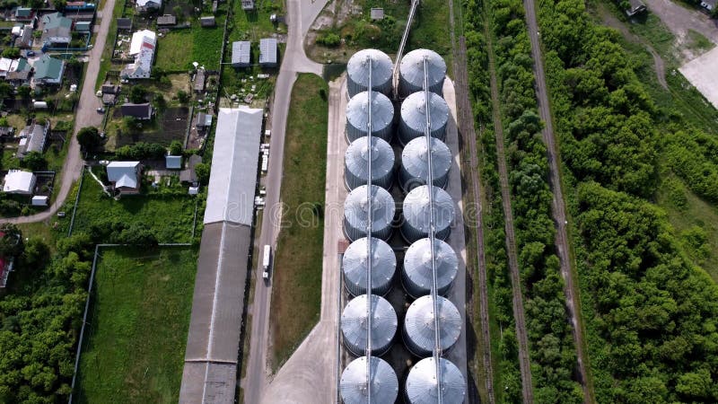 Modern Grain Silo Elevator, View from a Height and from Different ...