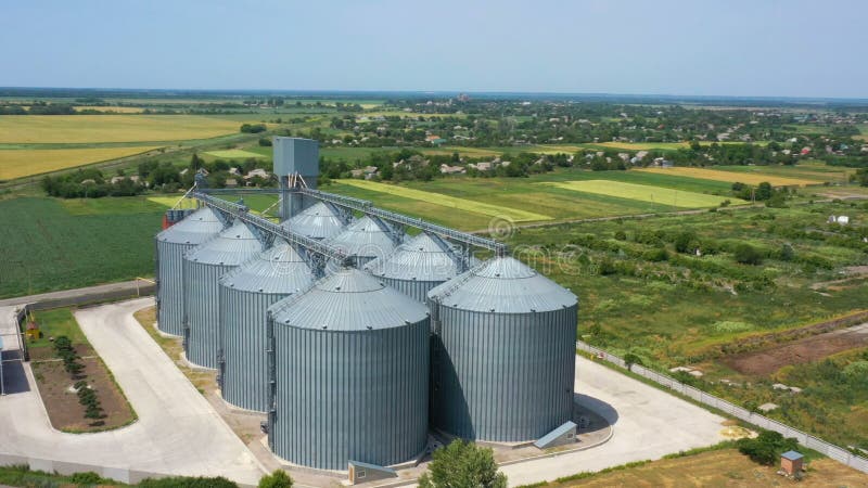 Modern Grain Silo Elevator, View from a Height and from Different ...
