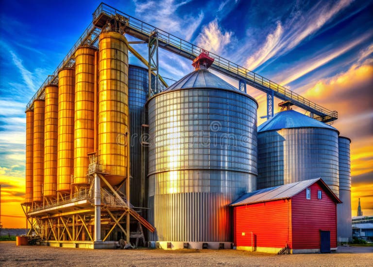 Modern Grain Storage Facility Conical Silo Dryer and Loading Tower ...