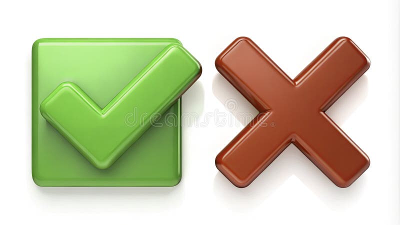Modern Graphic Design Elements Green Checkmark and Red Cross Mark ...