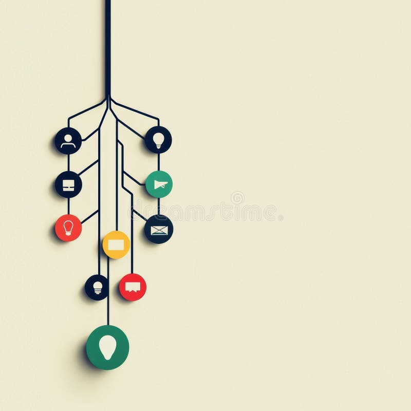 Modern Graphic Illustration of Tree with Colorful Icons Representing ...