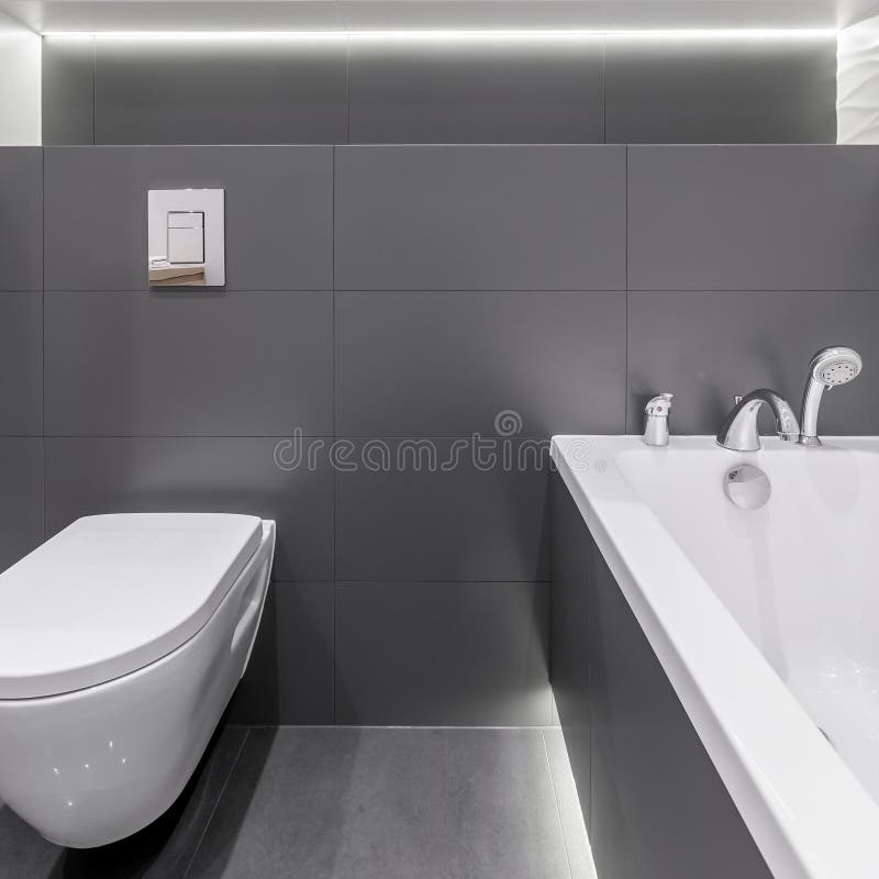 Modern Graphite Tiles in Bathroom Stock Image - Image of apartment ...