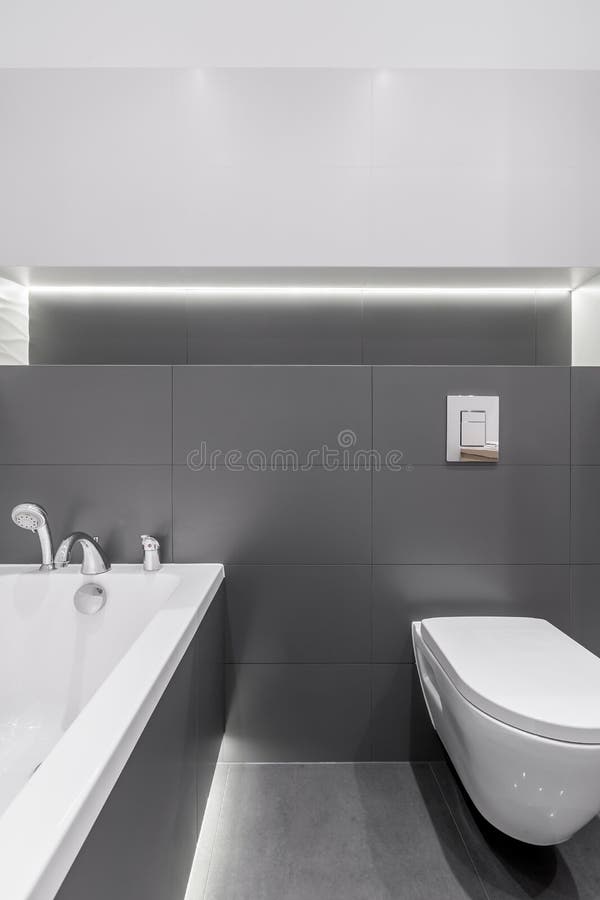 Modern Graphite Tiles in Bathroom Stock Image - Image of apartment ...
