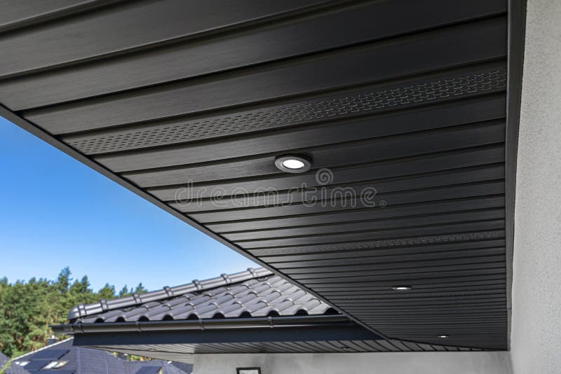 A Modern Graphite Roof Lining is Attached To the Trusses, Visible ...