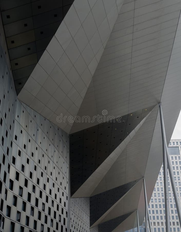 Modern Gray Angular Building in Shanghai. Editorial Photo - Image of ...