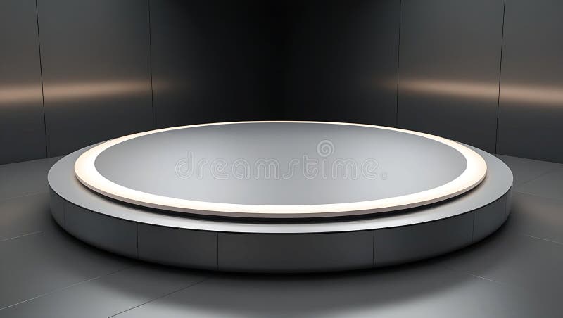 Modern Gray Circular Podium with Ambient Lighting for Product ...