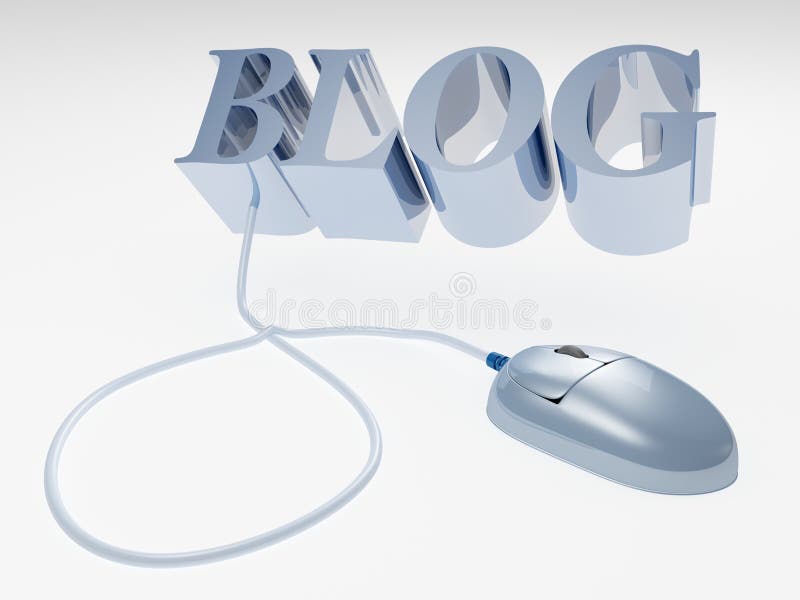 Modern Gray Computer Mouse Connected To the Blog Stock Illustration ...