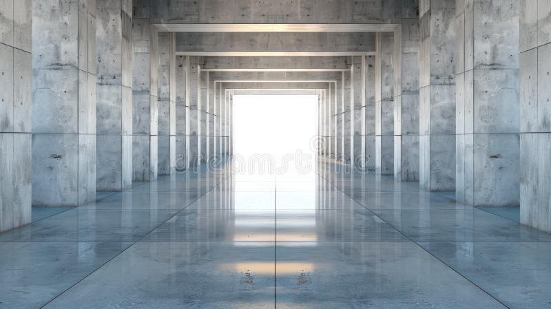 Modern Gray Concrete Interior Design Featuring Sleek Lines and Light ...