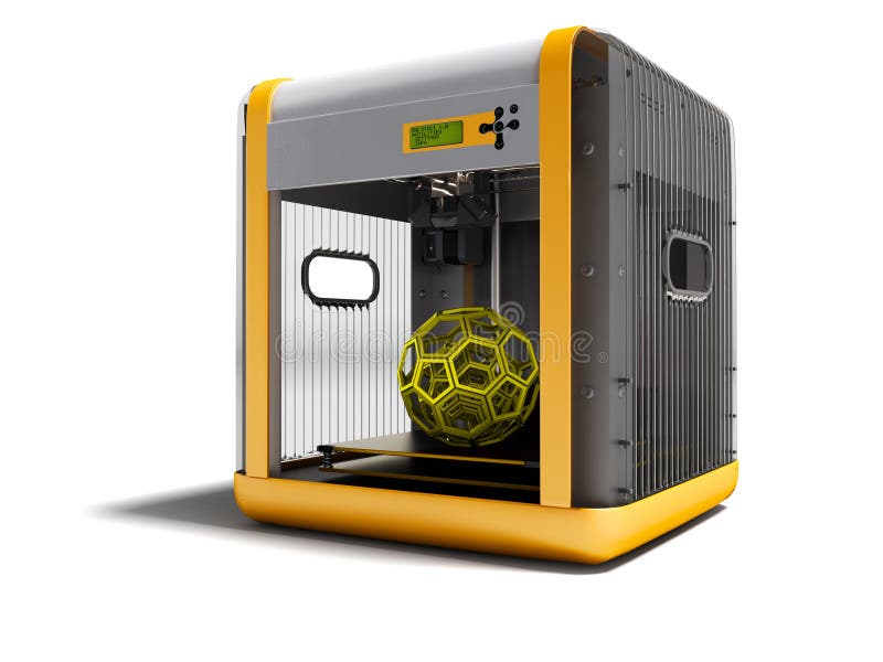 Modern Gray 3d Printer with Orange Geometric Figure Inside for H Stock ...