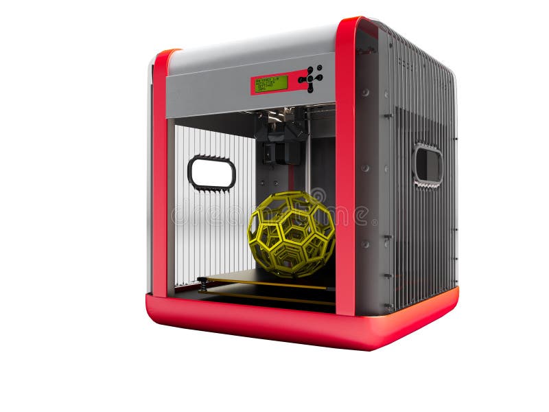 Modern Gray 3d Printer with Red Geometric Figure Inside for Home Stock ...
