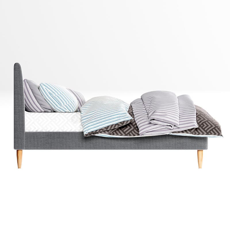 Modern Bed on White Background Isolated Side View Stock Illustration ...