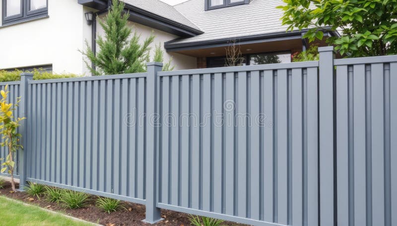 A Modern Gray Fence with a Clean Design, Providing Privacy and Security ...