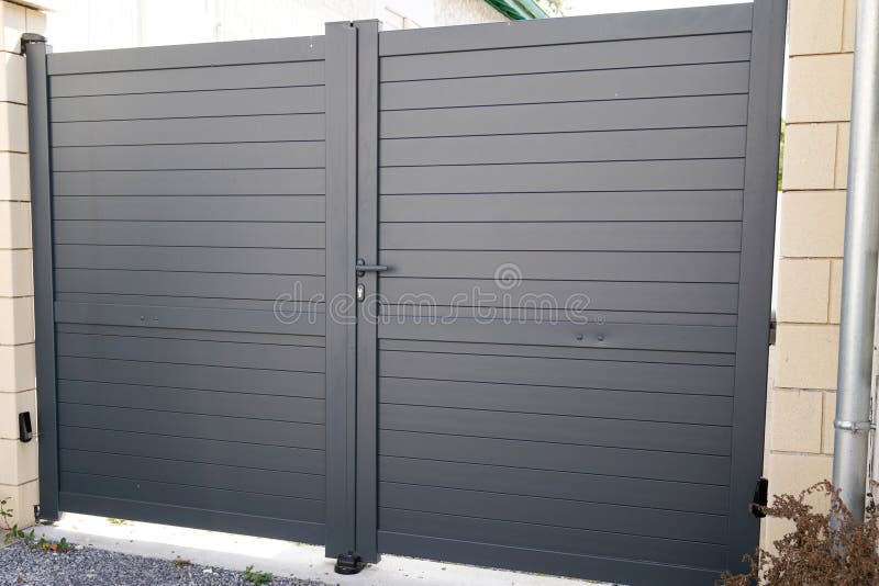 Modern Gray Slide Gate Aluminum Portal Outdoor Grey Door Suburbs House ...