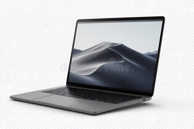 Modern Gray Laptop Computer Showing Sand Dune Landscape Stock ...