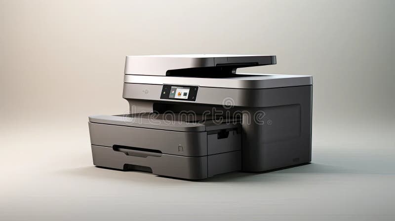 A Modern Gray Printer Against a Clean and Light Background, the Printer ...