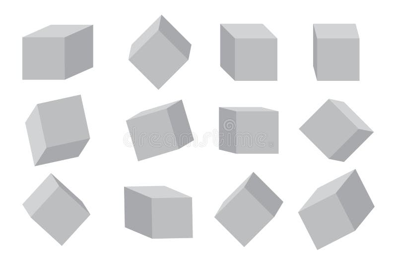 3d Set with Gray Cubes. Geometric Background. Gray Cubes in Abstract ...