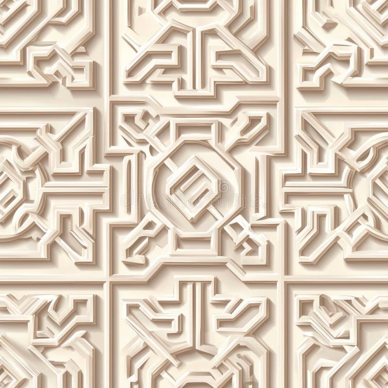 Modern Greek 3D Seamless Pattern with Embossed Arabesque Style ...