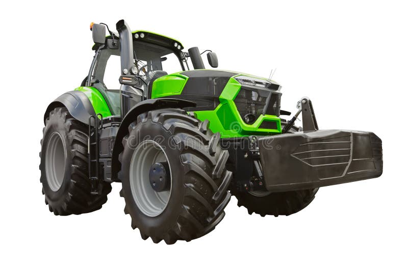 Big Green Agricultural Tractor, Front View Stock Image - Image of ...