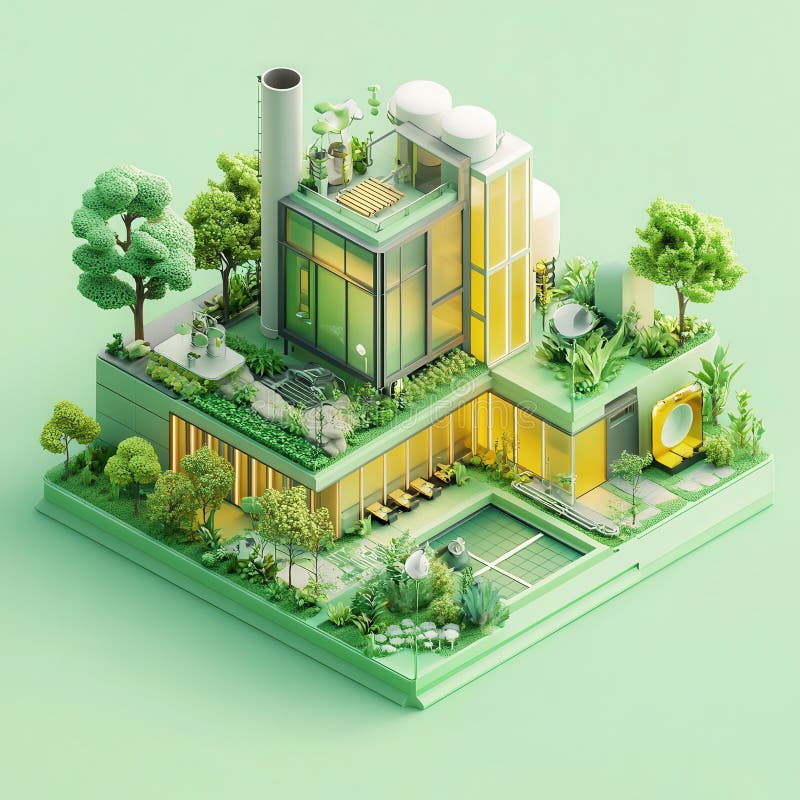 A Modern Green Architectural Model Featuring Sustainable Design and ...