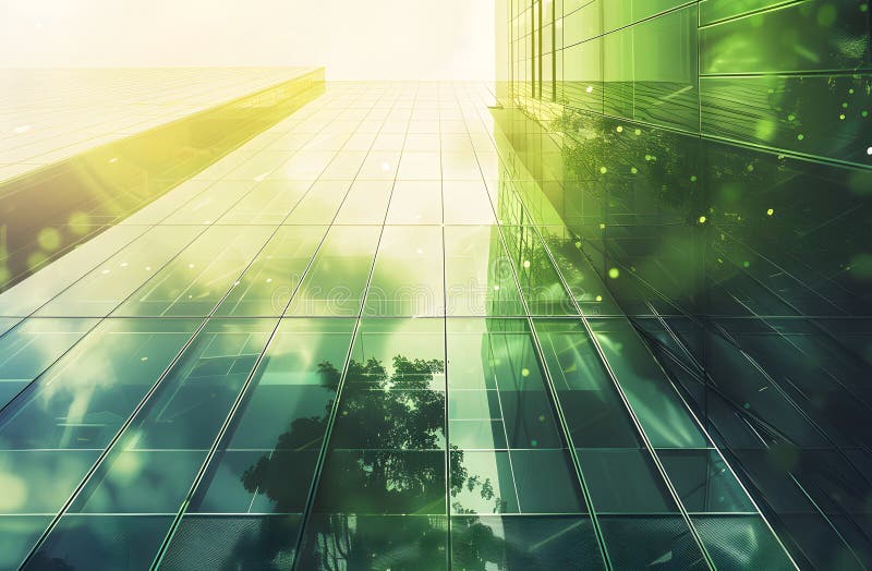 Modern Green Building Architecture with Solar Panels Stock Illustration ...