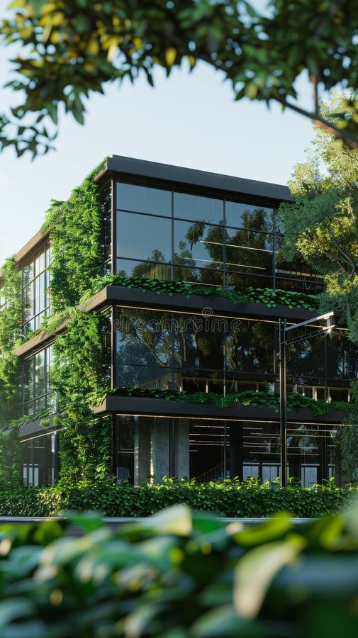 Modern Green Building Covered in Plants, Eco-friendly Architecture ...