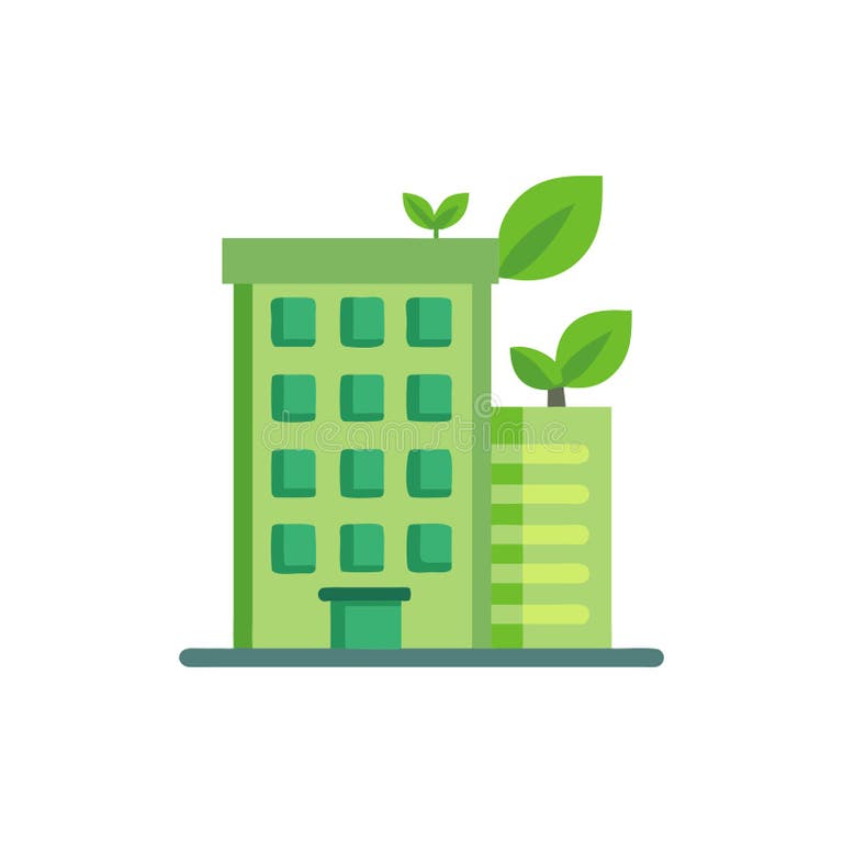 Modern Green Building Icon Design Stock Illustration - Illustration of ...