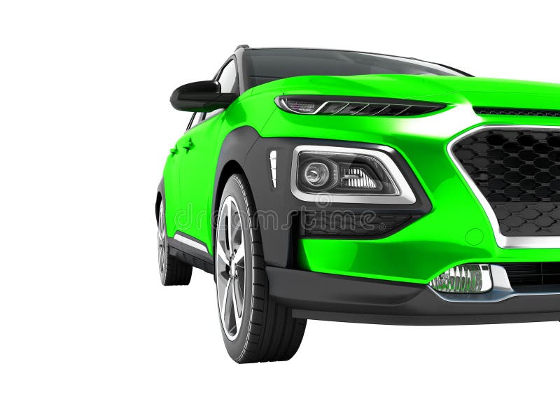Modern Green Car Crossover for Travel with Black Insets in Front Stock ...