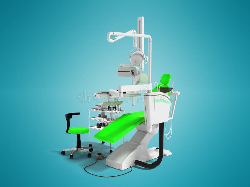 Modern Green Chair for Dentist with White Bedside Table with Too Stock ...