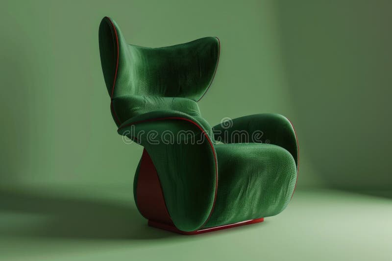 A Modern Green Chair with a Vibrant Red Foot Rest. Perfect for Interior ...