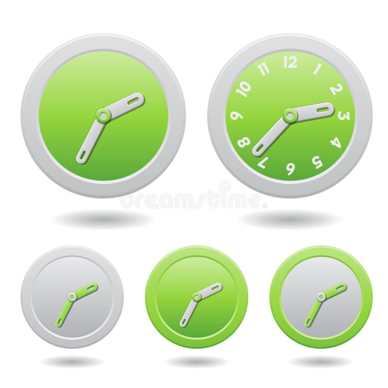 Modern Green Clocks on White Stock Vector - Illustration of gray, icons ...