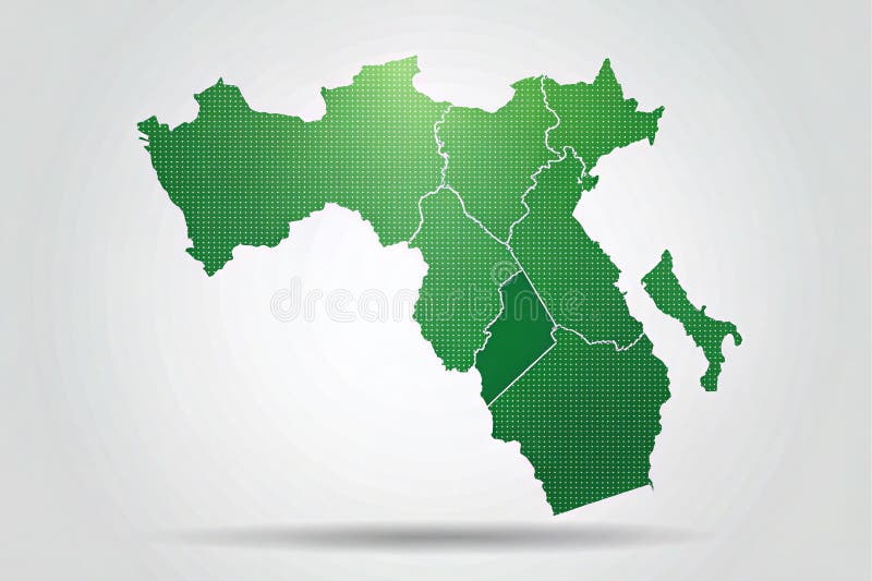 Modern Green CMYK Middle East Map Stencil a Minimalist Flat Design for ...